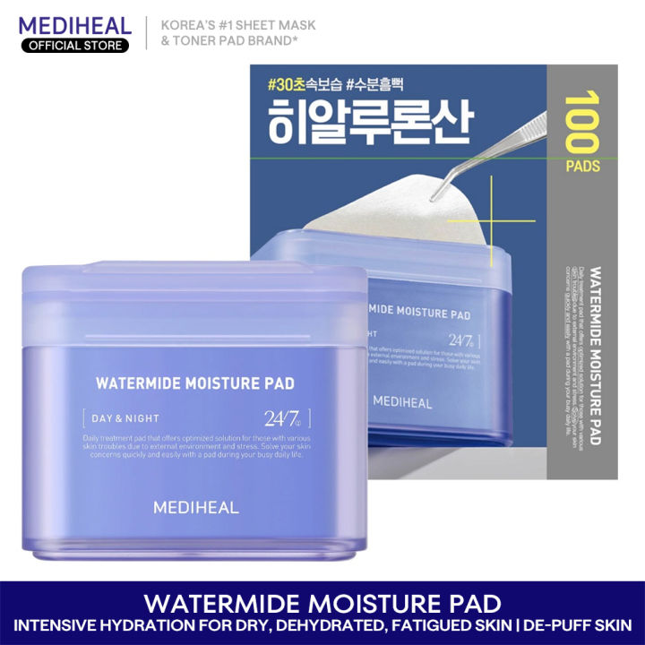 MEDIHEAL Watermide Moisture Pad 100 Pads, Hydrate and Cool (as seen on ...
