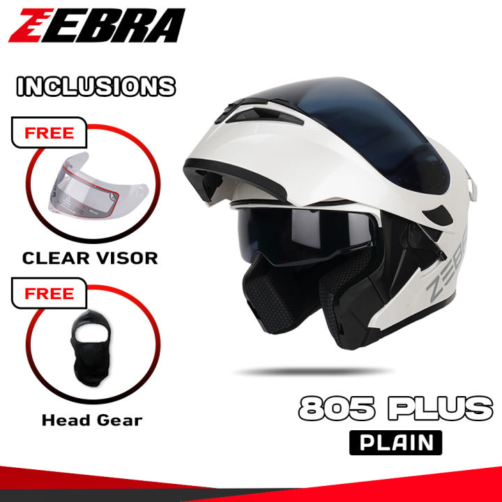 Zebra Helmet For Motorcycle Full Face original Icc Dual Visor Modular ...