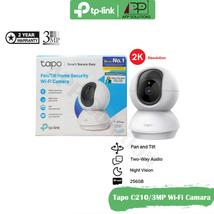 TP-LINK(กล้องวงจรปิดไร้สาย)Pan/Tilt Wi-Fi Camera 2K/3MP/Ultra HD รุ่นTapo C210(รับประกันศูนย์ 2 ...