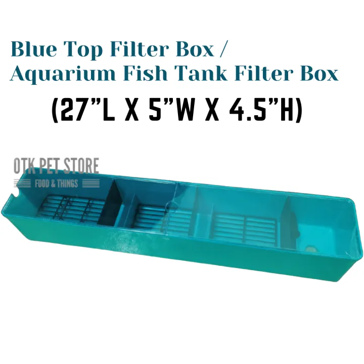 Top Filter Box (Blue / Transparent) Aquarium Fish Tank Filter Box (27"L ...