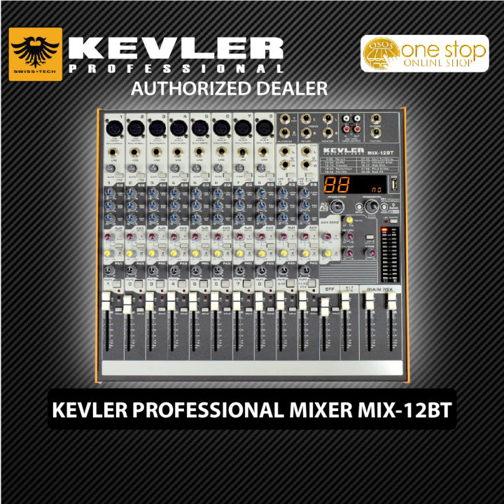 Kevler Professional Mixer MIX-12BT 12 CH 8 MIC / LINE 2 AUX W/ 24 BIT ...