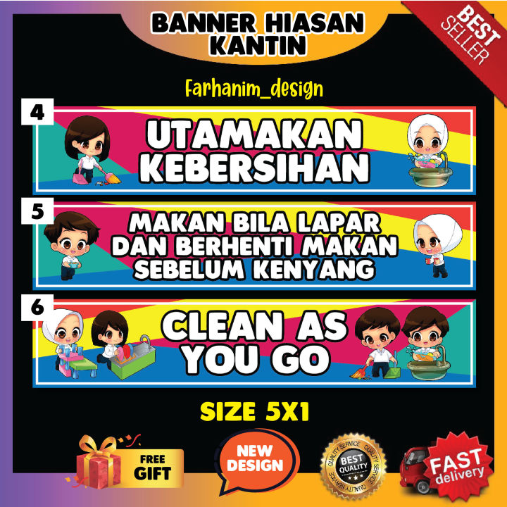 BANNER PERATURAN KANTIN | PERATURAN KANTIN | CANTEEN RULES | Lazada