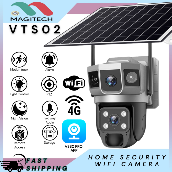 X-MagiTech VTS02 V380 CCTV Camera 4G / WIFI Solar Panel Powered Dual ...