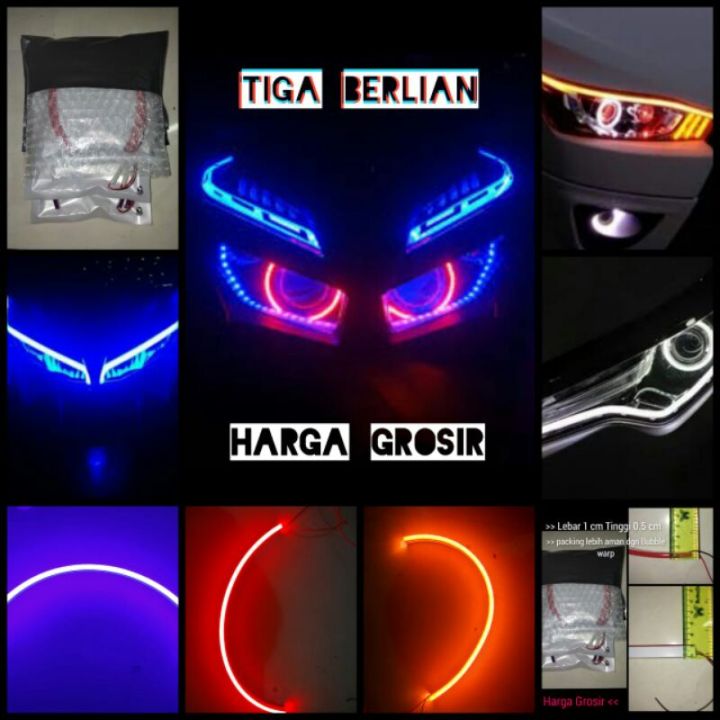 Lampu Alis Motor Mobil Variasi LED DRL Flexible 12V 30 & 15 CM | Lazada ...
