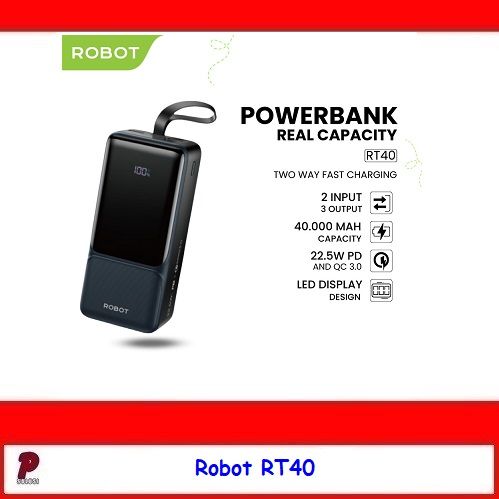 ROBOT Powerbank 40.000mAh RT40 Fast Charging Black+Gray Original ...