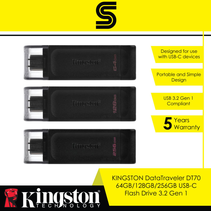 KINGSTON DataTraveler DT70 64GB/128GB/256GB USB-C Flash Drive 3.2 Gen 1 ...