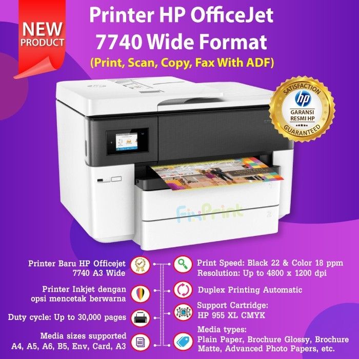 HP 7740 Printer All In One A3 Wireless Wide Format Print Scan Copy Fax ...
