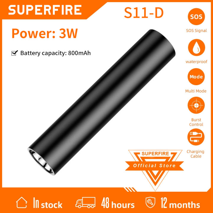 SUPERFIRE Flashlight S11-D Long-range Portable Mini Flashlight LED Rechargeable Torchlight ...