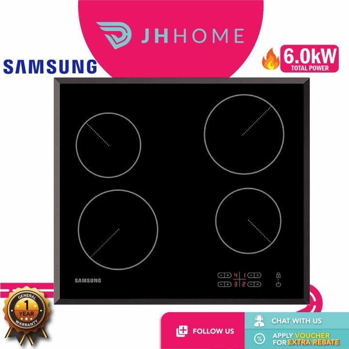 Samsung 6.0kW 4 Burner Ceramic Glass Electric Built-In Hob C61R2AEE ...