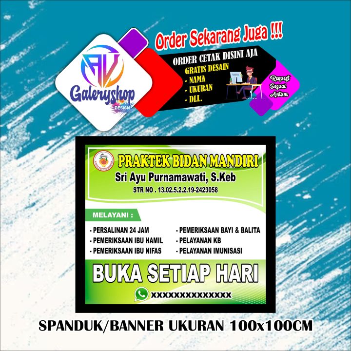 MMT, Spanduk, plang bidan mandiri. ukuran 100x100 cm | Lazada Indonesia