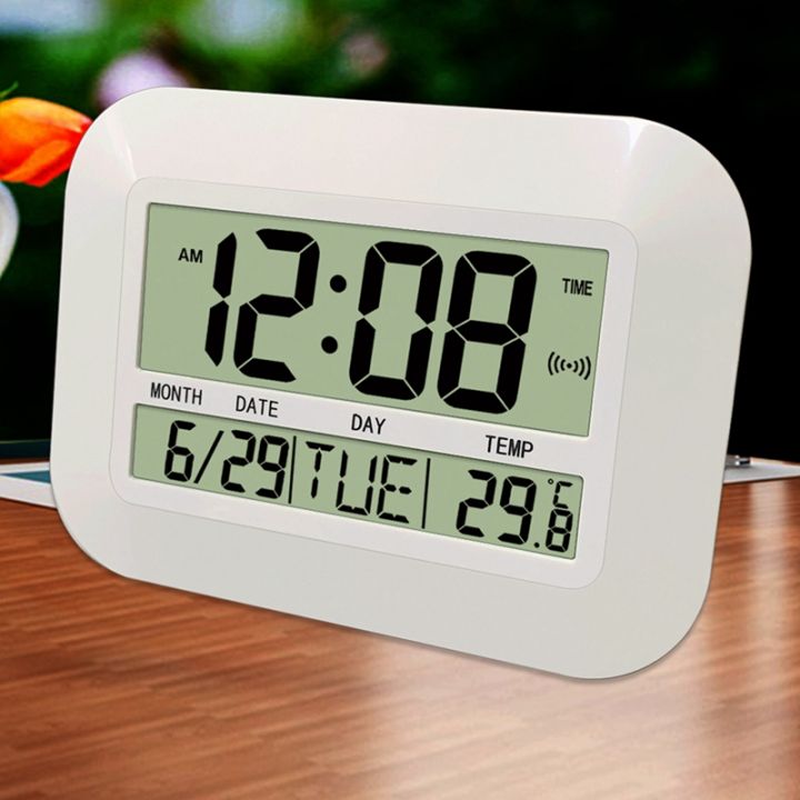 Digital Wall Clock Battery Operated Simple Large LCD Alarm Clock ...