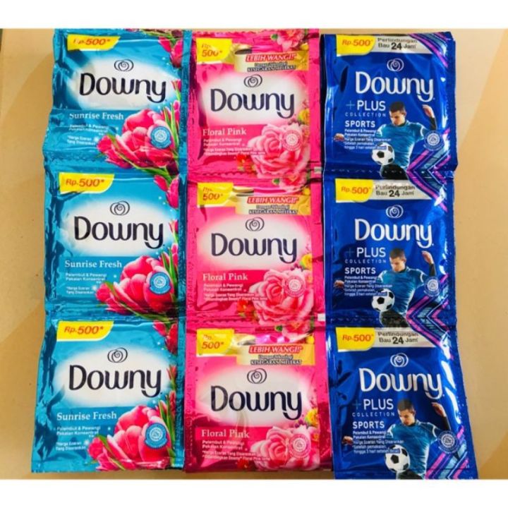 1 RENCENG DOWNY 12 PCS SUNRISE FRESH BIRU PELEMBUT PAKAIAN SOFTENER ...