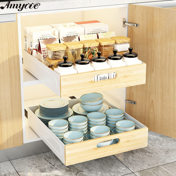 Cabinet Pull Out Drawer Carbon Steel Slide-Out Shelves Pull Out Cabinet ...