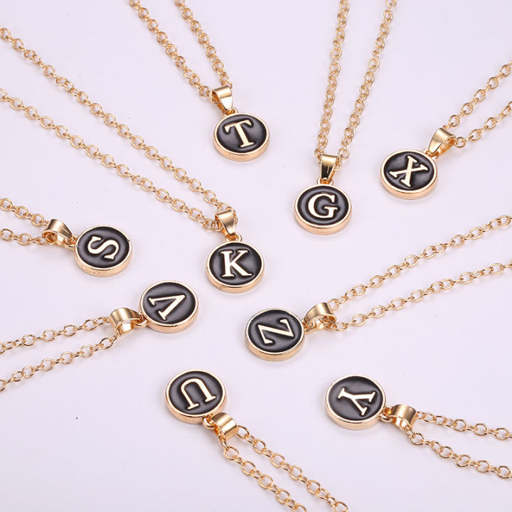 【Manila delivery】Black and white Letter Lucky Pendant Necklace for ...