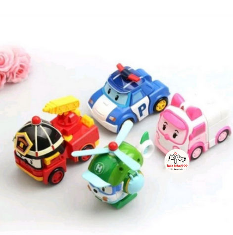 Mainan Anak Mobil-Mobilan Poli Pull Back Set 4 Robocar Poli | Lazada ...