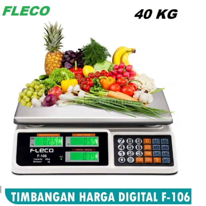 Timbangan Digital harga buah / laundry digital 40KG Serbaguna fleco led displey f-106 garansi ...