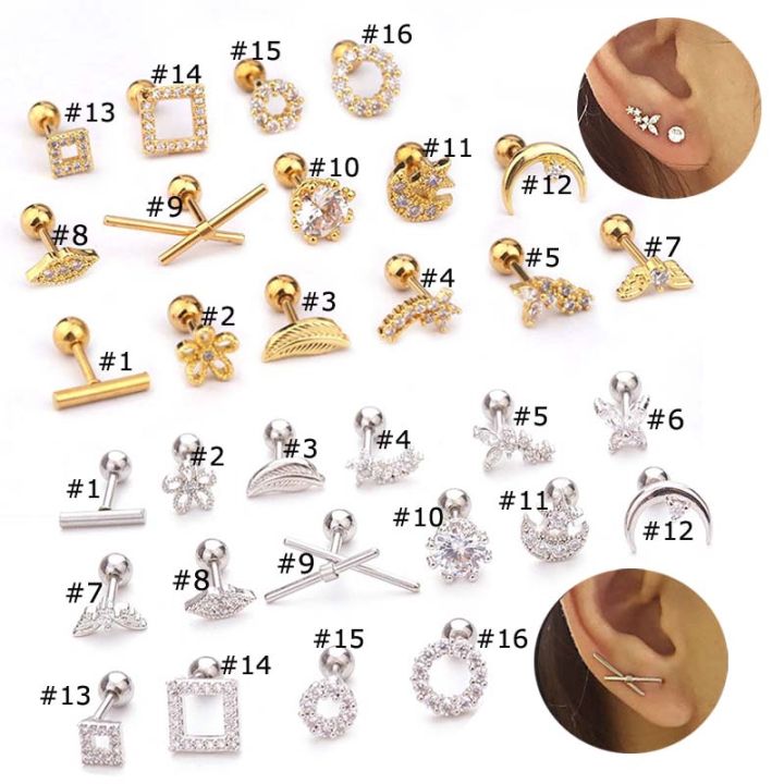 1 piece 16G Stainless Steel Bar Upper Lobe Helix Pinna Piercing 6mm ...
