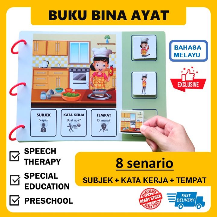 Buku Bahasa Melayu Bina Ayat Busy Book Speech Delay Speech Therapy ...