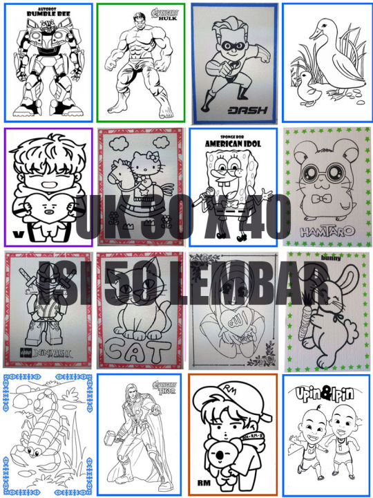 Mainan lukisan styrofoam gabus mewarnai isi 50 pcs uk 30 x 40 motiv ...