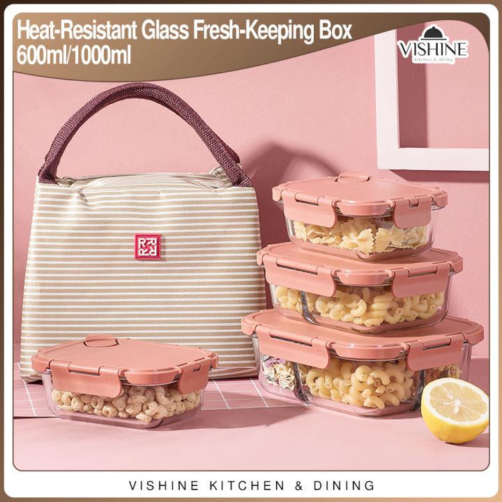 VISHINE Big Size Heat-Resistant Glass Fresh-Keeping Box With Lunch Box ...