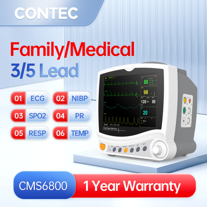 CONTEC CMS6800 ICU Vital Signs Patient Monitor Portable ECG,NIBP,SPO2 ...