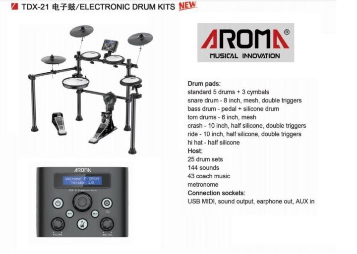 Aroma TDX21 all mesh 8 piece electronic drum kit | Lazada PH
