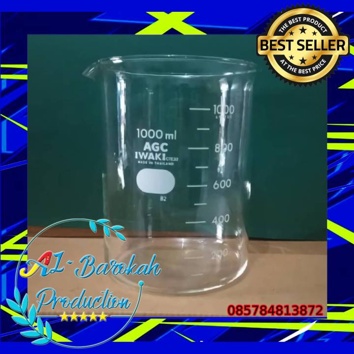 BEST SELLER BEAKER GLASS IWAKI 1000 ML / 1 LITER TAHAN PANAS HINGGA 350 DERAJAT CELCIUS LOW FORM ...