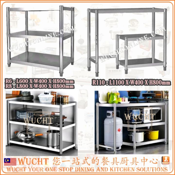 【WUCHT】 STAINLESS STEEL WORKING TABLE 3 LAYER EASY TO INSTALL Working ...