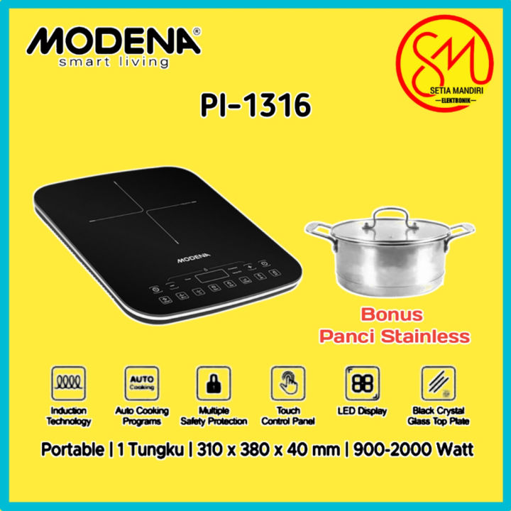 MODENA KOMPOR LISTRIK PI-1316 PI1316 PI 1316 ESENTE PORTABLE INDUCTION ...