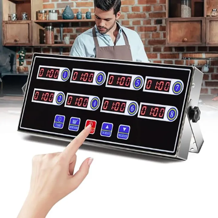 YERZ 4/6/8 Channels Commercial Kitchen Timer LED Digital Screen US/EU ...
