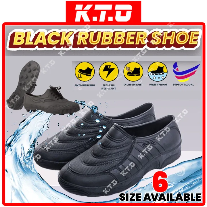 Black Rubber Shoe PVC Low Cut Bowling Anti-Slip Waterproof Rubber Boot ...