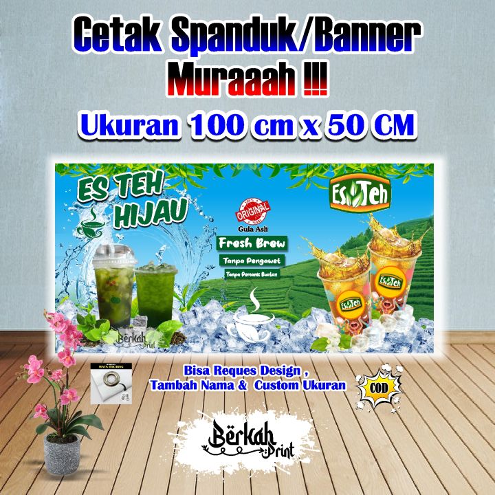 Spanduk Banner Es Teh Hijau & Es Teh ukuran 100 cm x 50 cm | Lazada ...