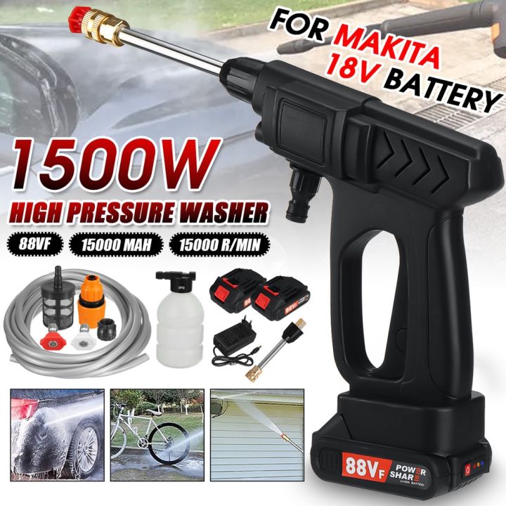 88VF 1500W Cordless High Pressure Car Washer Rechargeable Car Wash Gun Electric Water Gun Foam ...