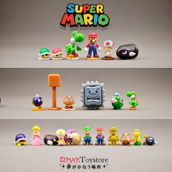 Super Mario Cartoon Anime Figures Model PVC Mario Luigi Yoshi Bowser ...