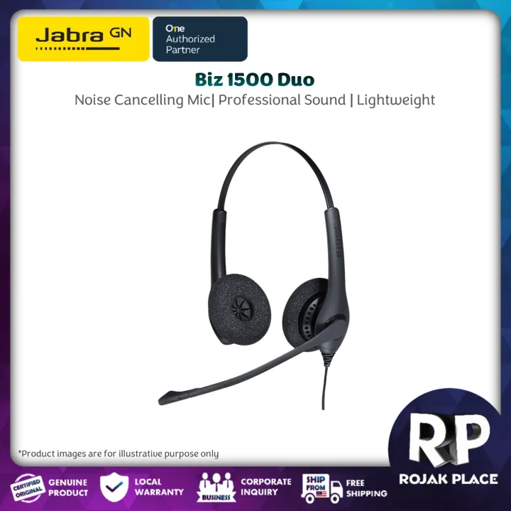 Jabra BIZ 1500 Duo Professional Corded Headset Noise Cancelling Mics ...