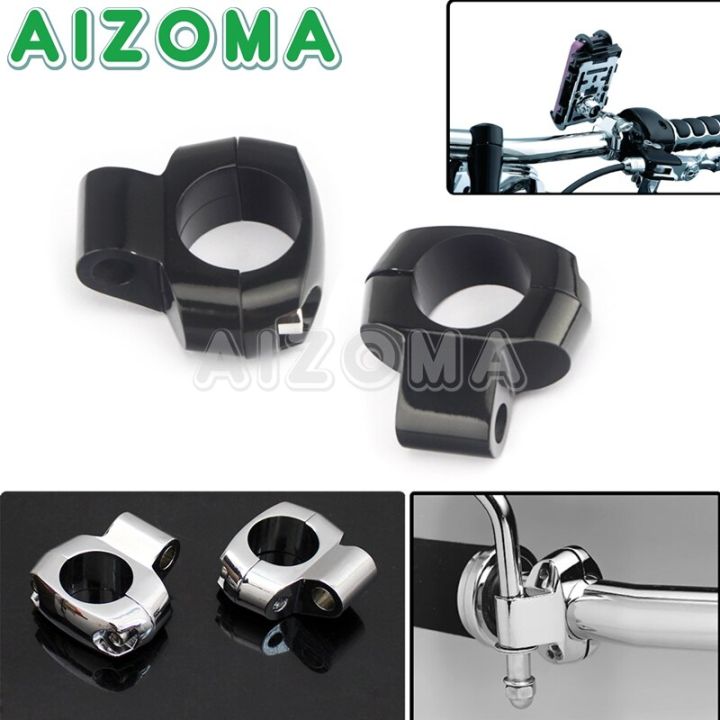 Motorcycle 1 Handlebar Rear View Mirrors Mount Clamps Support For