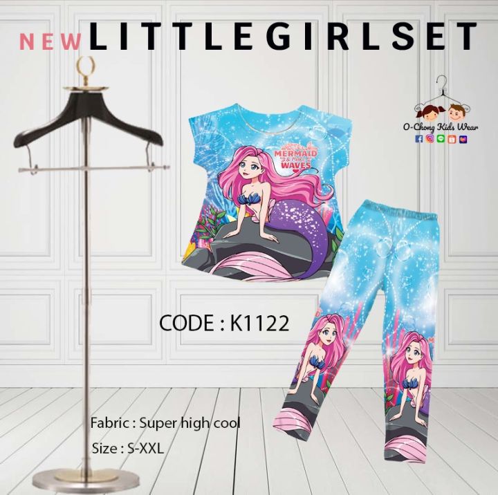 ชุดเซ็ทเด็กผู้หญิง ชุดเซ็ตกางเกงขายาว ไซต์ 1-10 ขวบ พร้อมส่ง (K1122) | Lazada.co.th