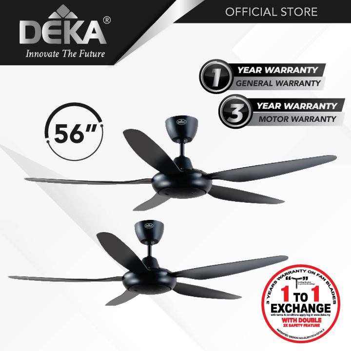 [TWIN PACK] Deka 56 Inch 5-Speed Ac Motor Ceiling Fan | XR10 BK | XR 10 ...