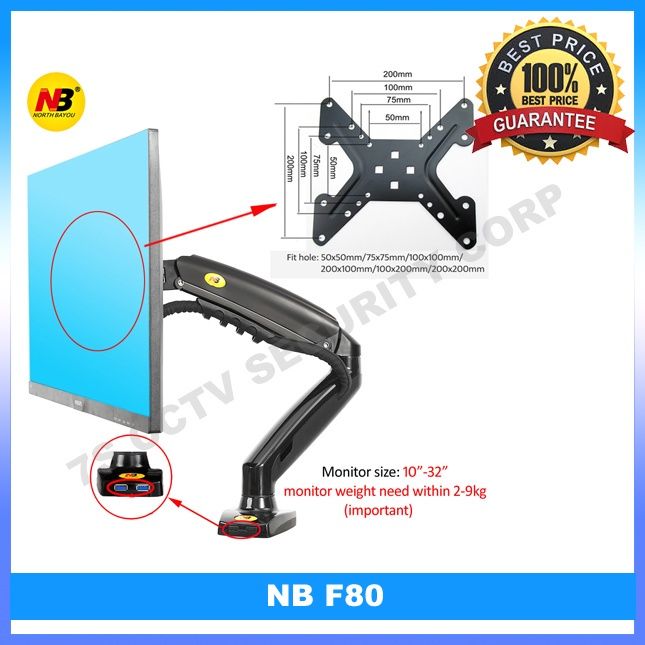 NB F80 North Bayou F80 Monitor Desk Mount Stand Full Motion Swivel ...
