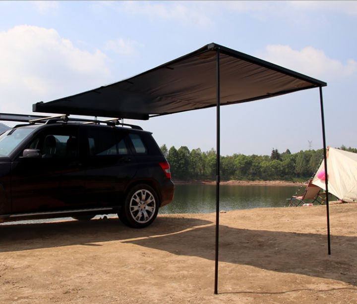 Black Car Awning 1.6x2.5 Hard Case Car Side Tent Hard Black Aluminum ...