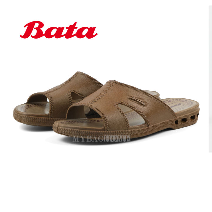 Bata รองเท้าแตะผู้ชายบาจา แบบสวม สีน้ำตาล 8624099 | Lazada.co.th