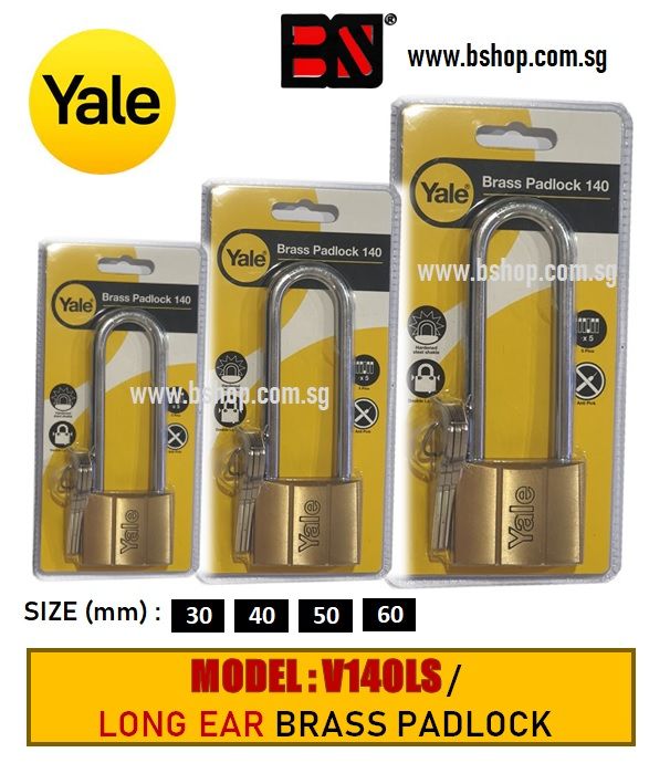 YALE BRASS PADLOCK V140LS SERIES LONG SHANK 30MM TO 60MM | Lazada Singapore