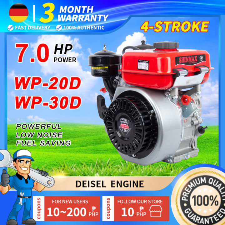 SHINMAX Diesel Engine 200F 7.0HP Four Stroke Air Cooled diesel Engine ...