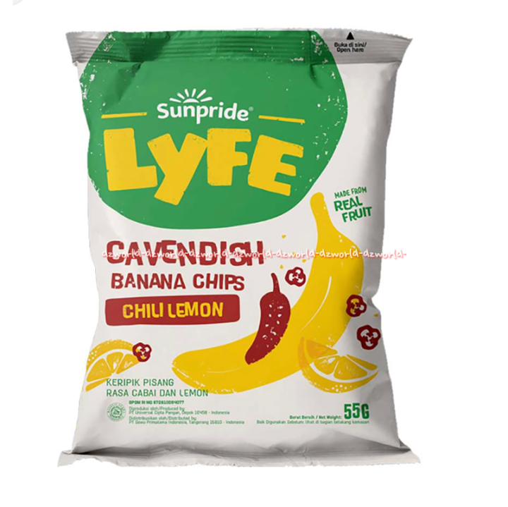 Sunpride Lyfe 55gr Cavendish Banana Chips Chili Lemon Beef Bbq Chocolate Snack Cemilan Rasa ...
