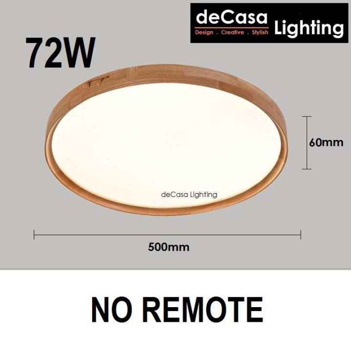 DECASA 500mm Wood Frame Design Modern Led Ceiling Light No Remote ...