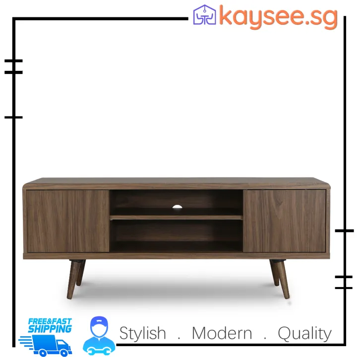 kaysee| Ready Stock|Alexandrine Coffee Oak TV Console with Sliding ...