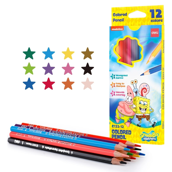 Deli Spongebob Colored Pencil 12 Colors C133-12 | Lazada PH