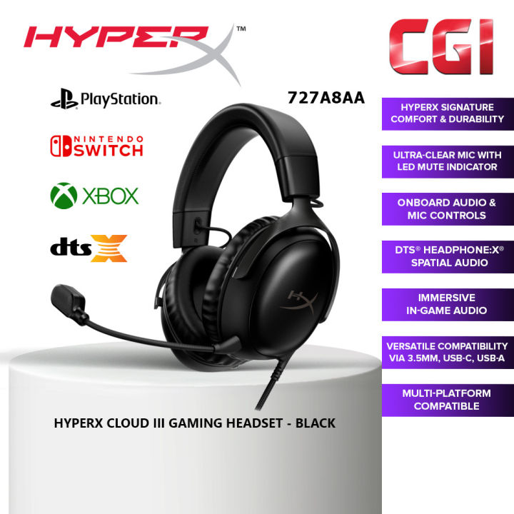 HyperX Cloud III DTS X-Spatial Audio Wired Gaming Headset - 727A8AA (Black) | Lazada