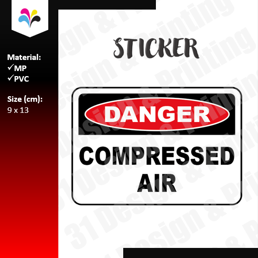 Compressed Air label sticker danger notice stickers warning caution ...