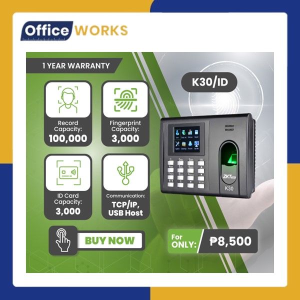 ZKteco K30 Biometric Device/ Time and Attendance | Lazada PH